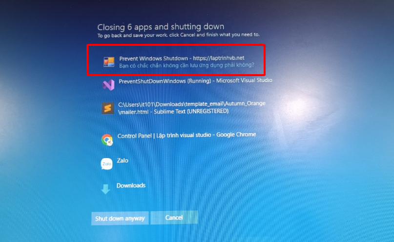 [C#] Bắt sự kiện Windows Shutdown hoặc Logoff, xuất cảnh báo cho người dùng muốn lưu dữ liệu lại ...